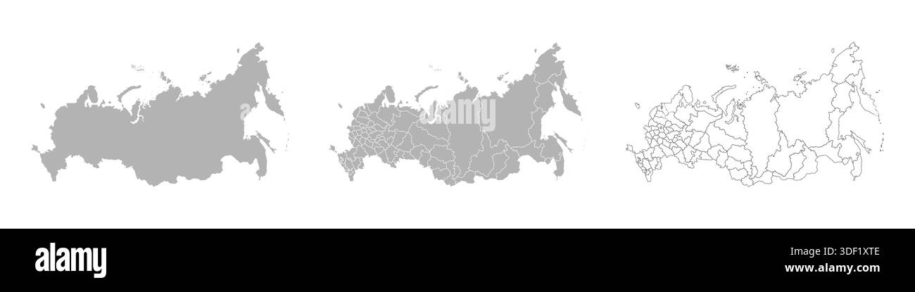Set of RUSSIA Maps with Main Map and Regional maps Stock Vector Image ...