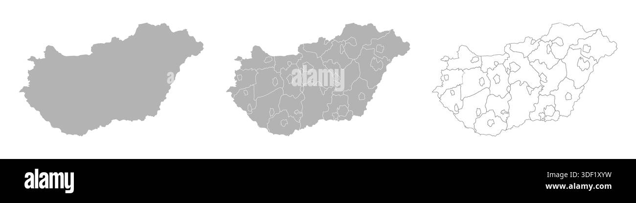 Set of HUNGARY Maps with Main Map and Regional maps Stock Vector Image ...