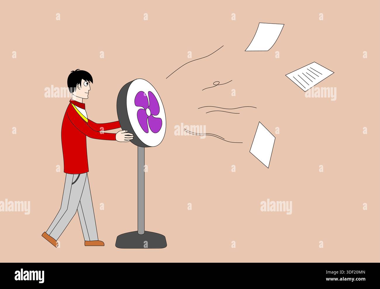 Fan blowing person Stock Vector Images - Alamy