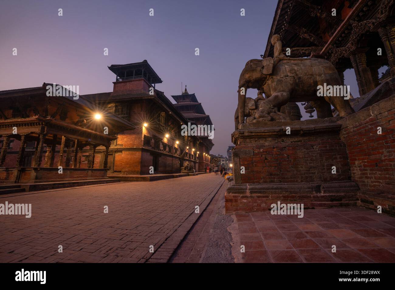 Magic view of Patan Durbar Square in Kathmandu, Nepal. Traditional ...