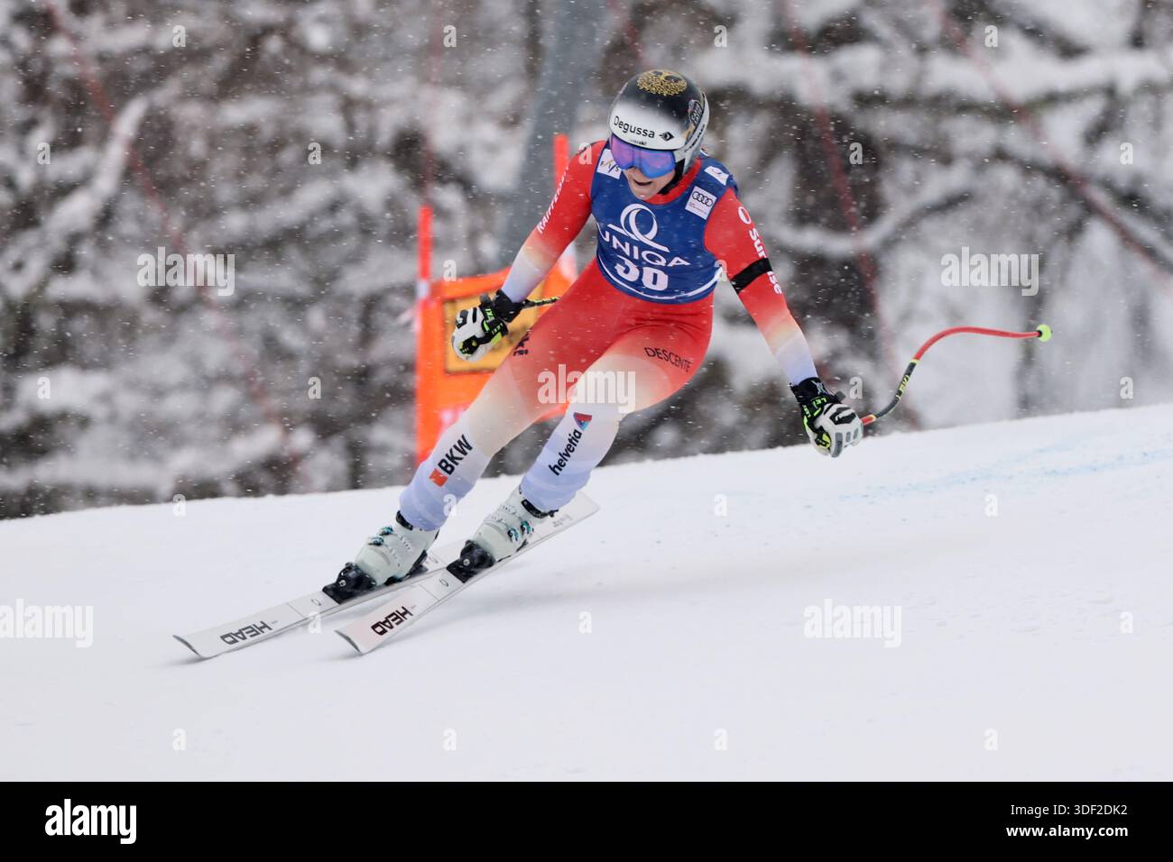 Switzerland's Delia Durrer speeds down the course during an alpine ski ...