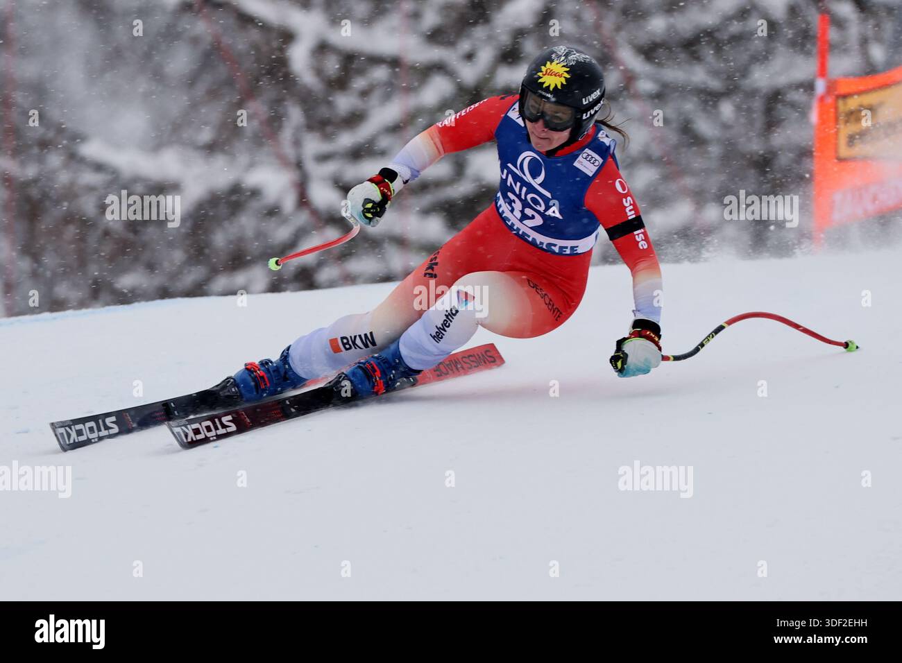 Switzerland's Jasmina Suter speeds down the course during an alpine ski ...