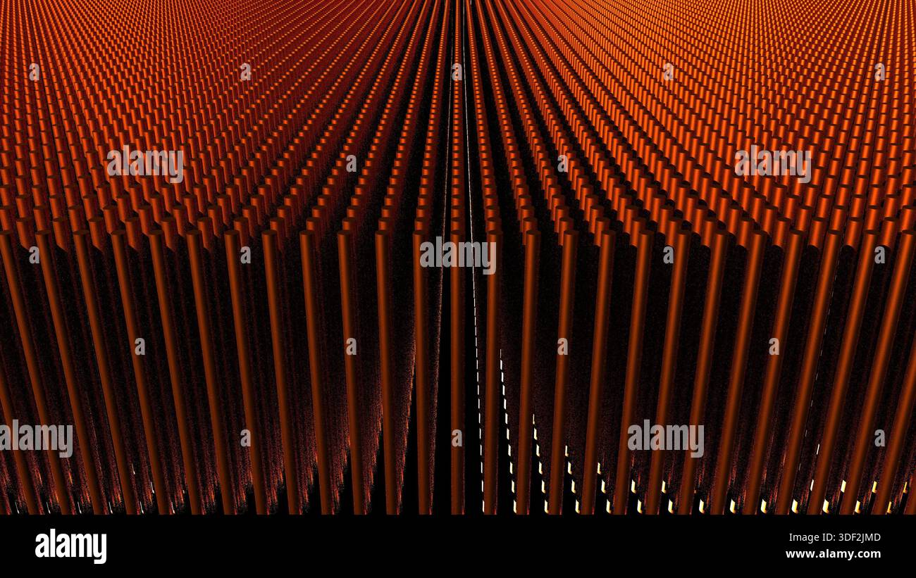 Abstract image formed by vertical and parallel extruded cylinders of ...