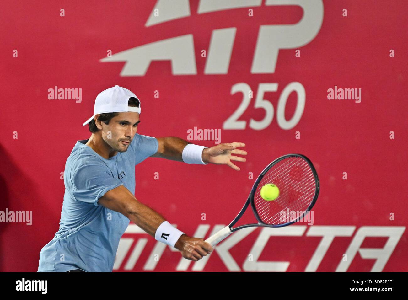 Marcos Giron, an American tennis player, during a match at the Hong ...