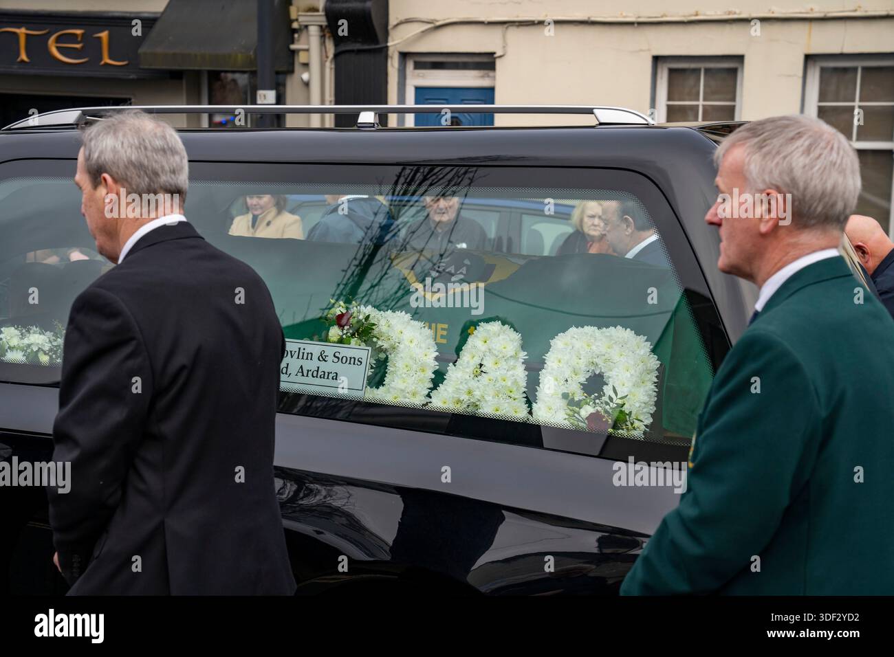 The coffin of Stephen McCahill arrives at the Church Of The Holy Family ...