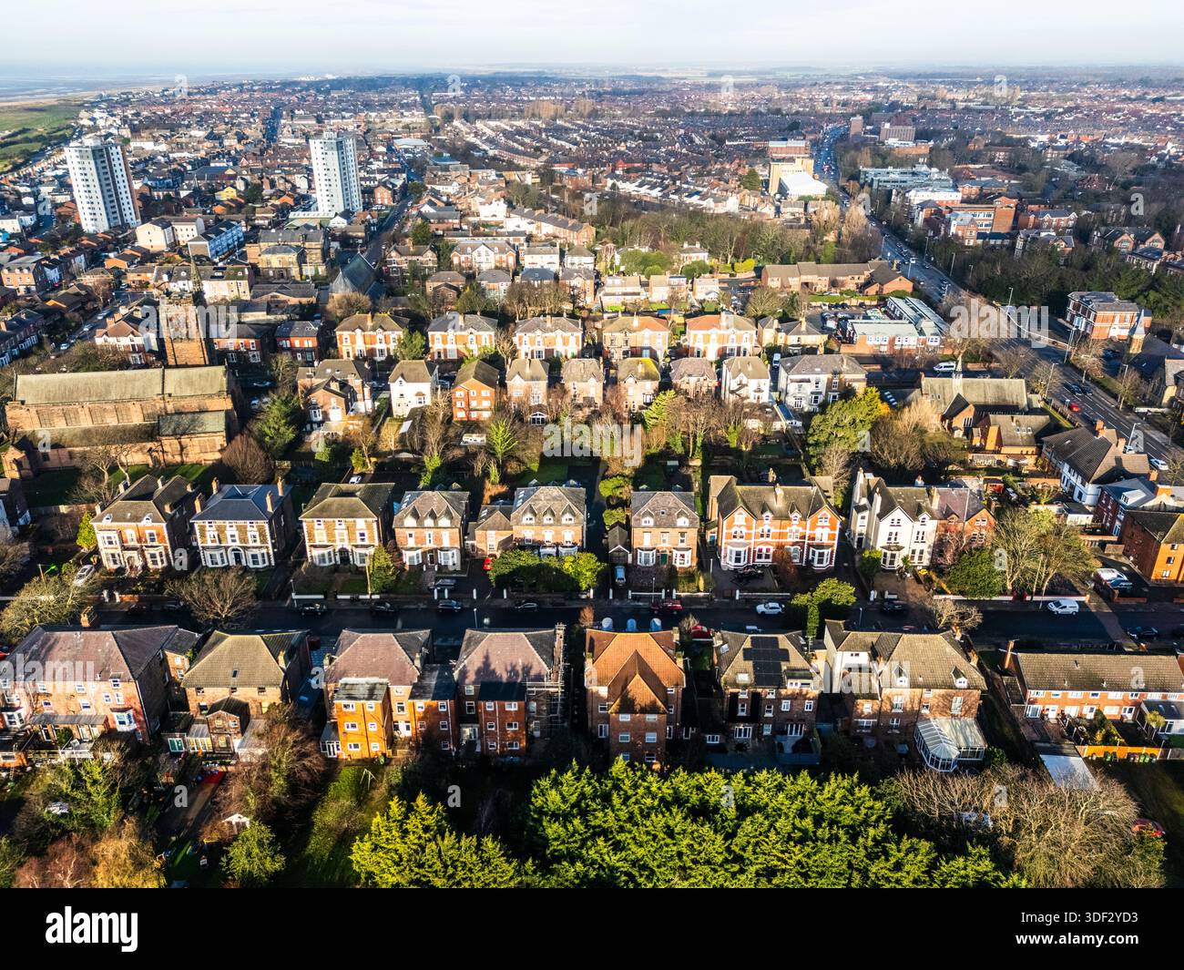 Aerial view of large houses and gardens in rows in Waterloo near ...