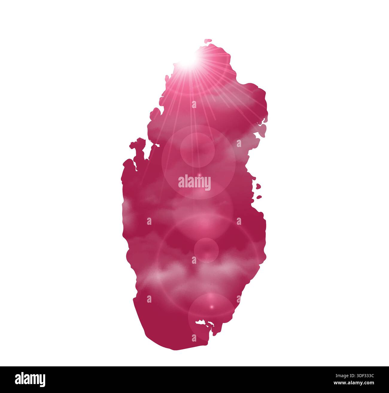 Map of QATAR with Beautiful Sun and Clouds in Body Stock Vector Image ...