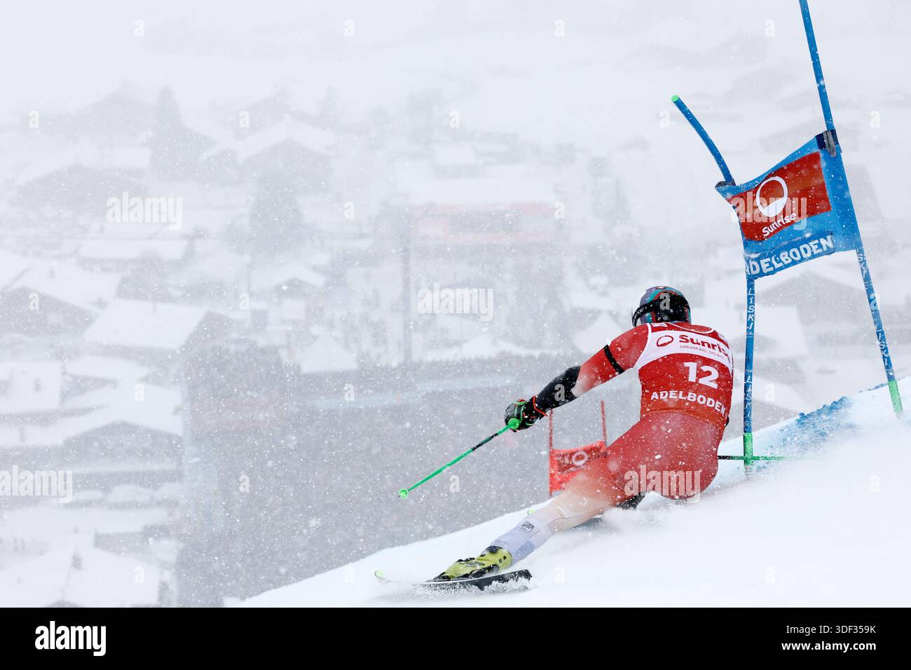 Switzerland's Luca Aerni speeds down the course during an alpine ski ...