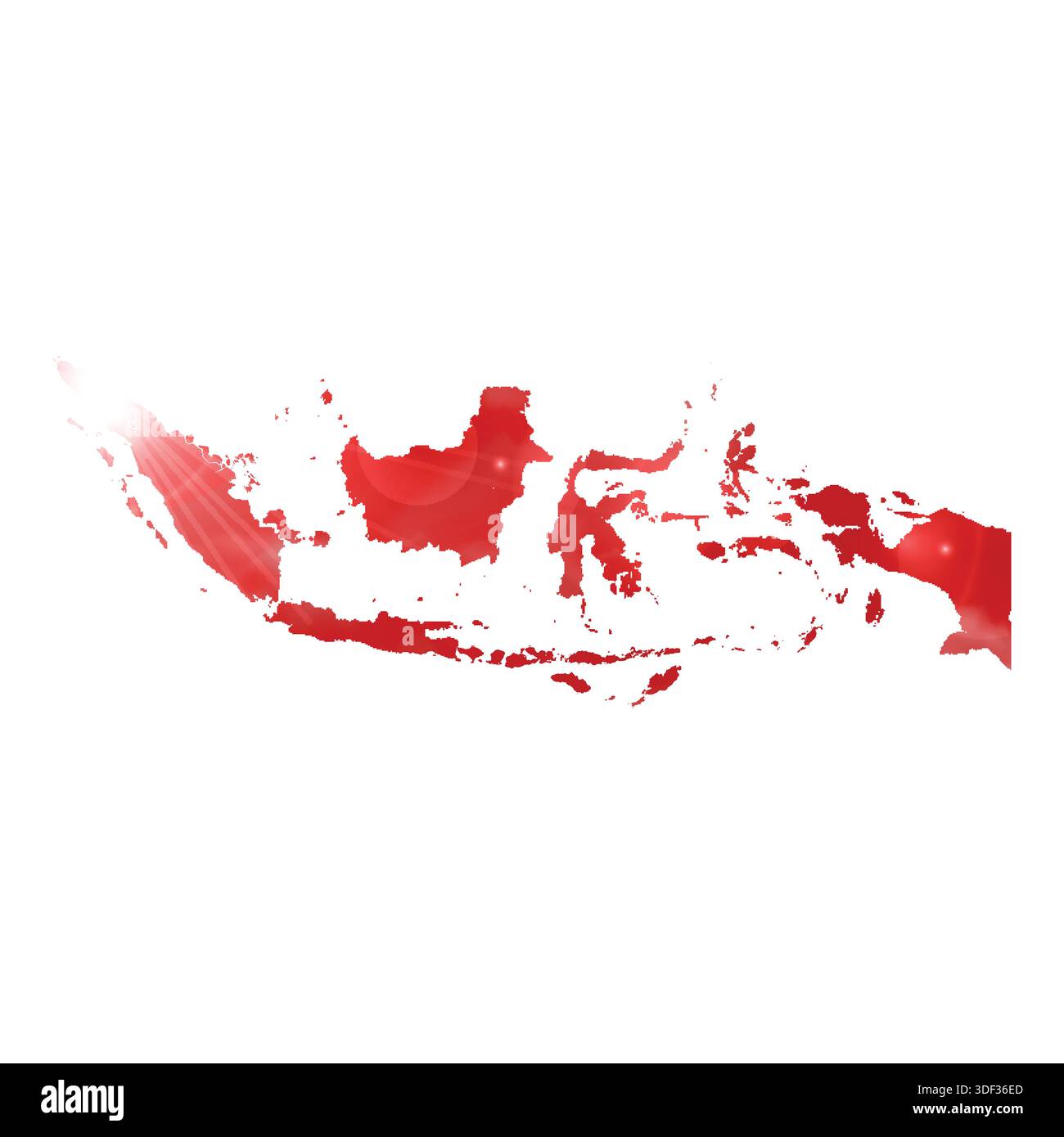 Map of INDONESIA with Beautiful Sun and Clouds in Body Stock Vector ...