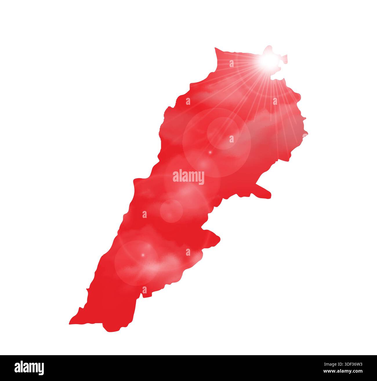 Map of LEBANON with Beautiful Sun and Clouds in Body Stock Vector Image ...