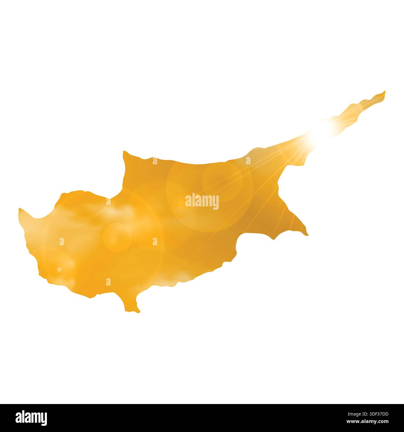 Map of CYPRUS with Beautiful Sun and Clouds in Body Stock Vector Image ...