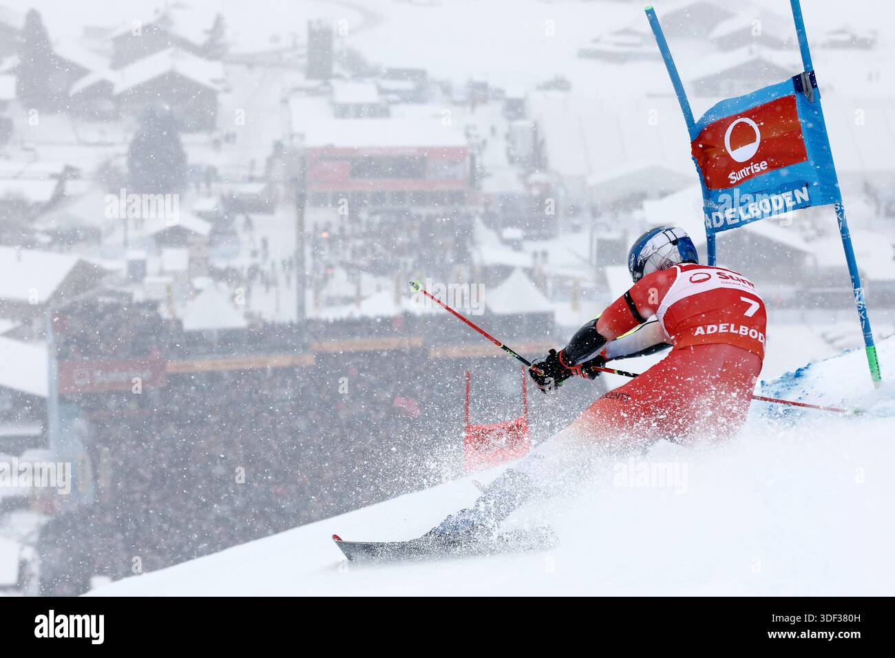 Switzerland's Marco Odermatt speeds down the course on his way to win ...
