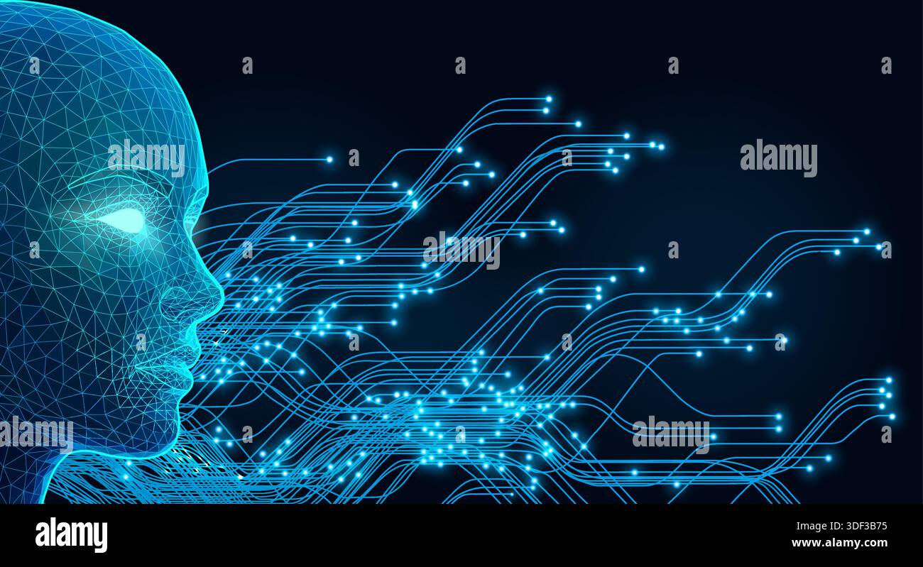 Wireframe ai profile glowing hi-res stock photography and images - Alamy