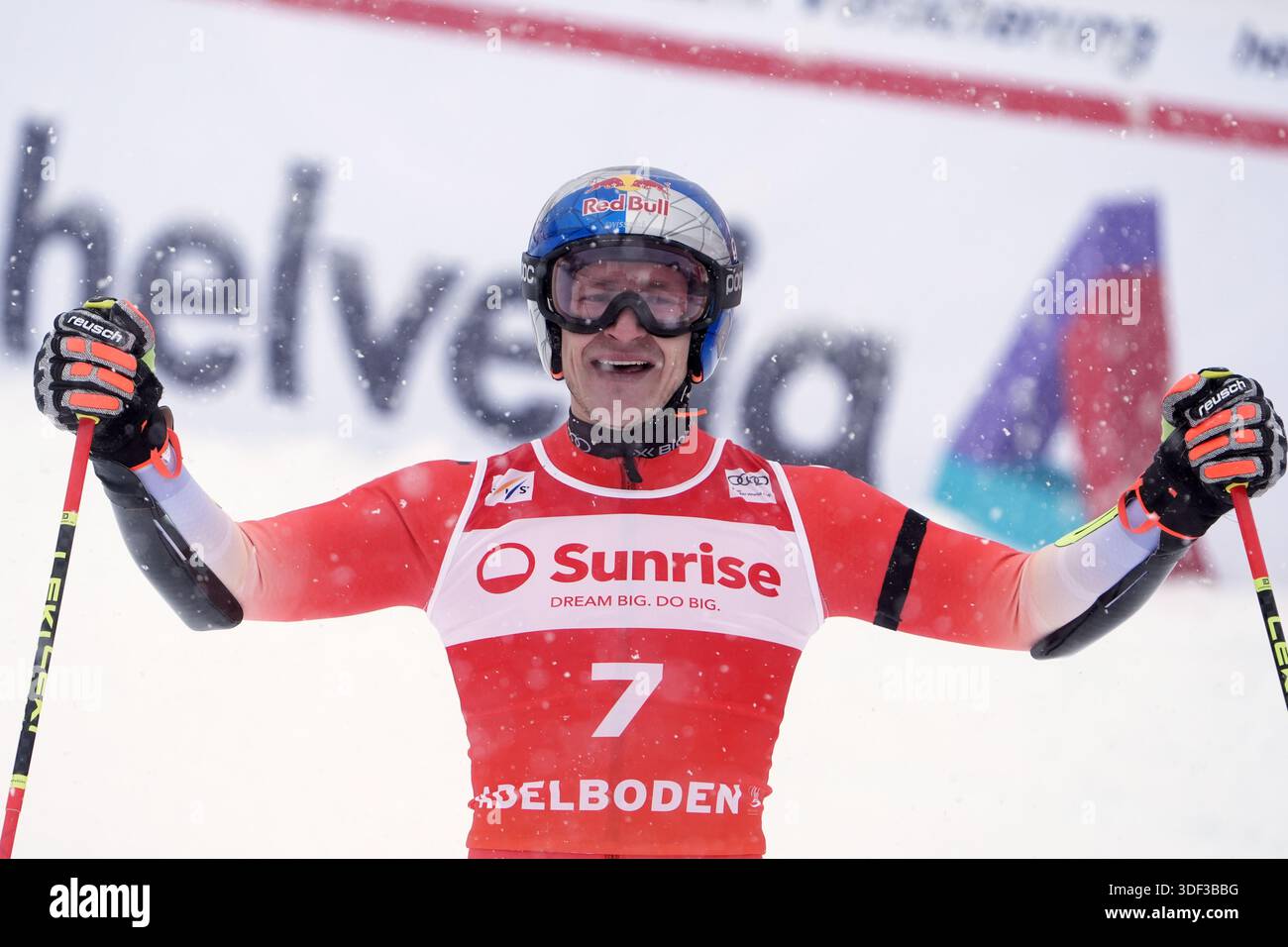 Switzerland's Marco Odermatt celebrates winning an alpine ski, men's ...