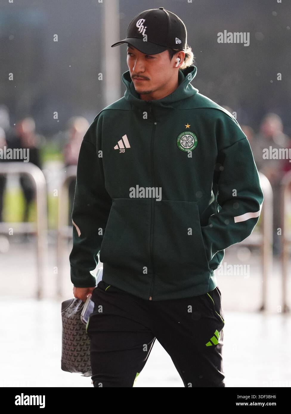 Celtic's Daizen Maeda arriving ahead of the William Hill Premiership ...