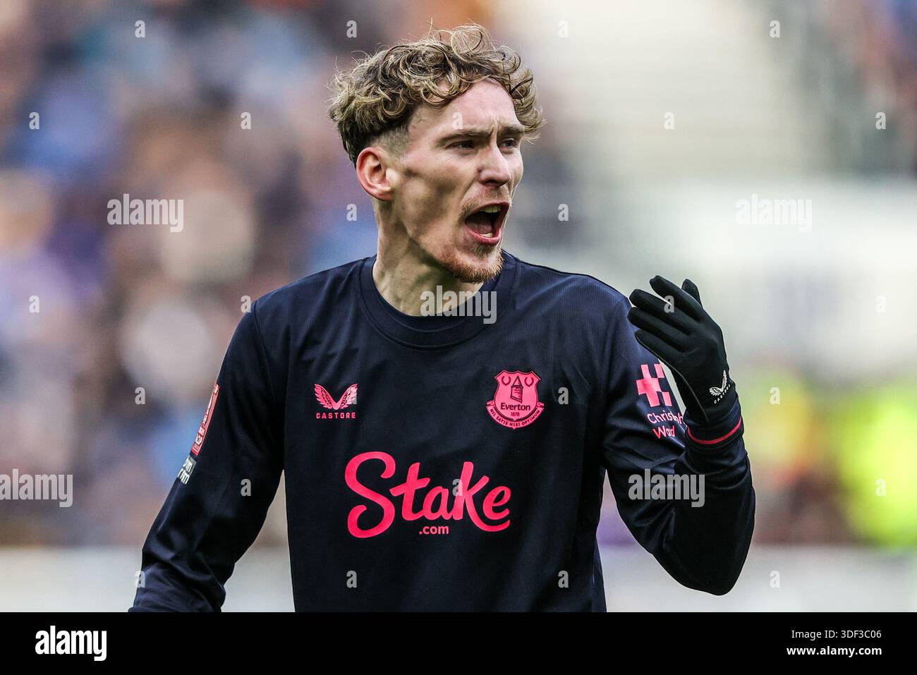 James Garner of Everton reacts to his teammate during the Emirates FA ...