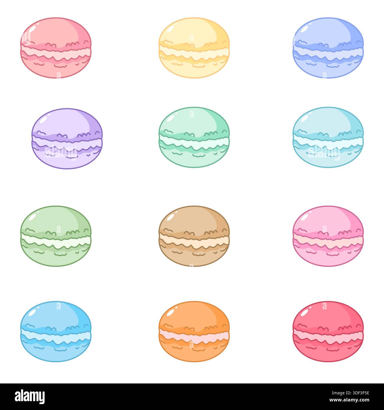 A set of colorful sweet macaron vectors in soft pastel palettes ...