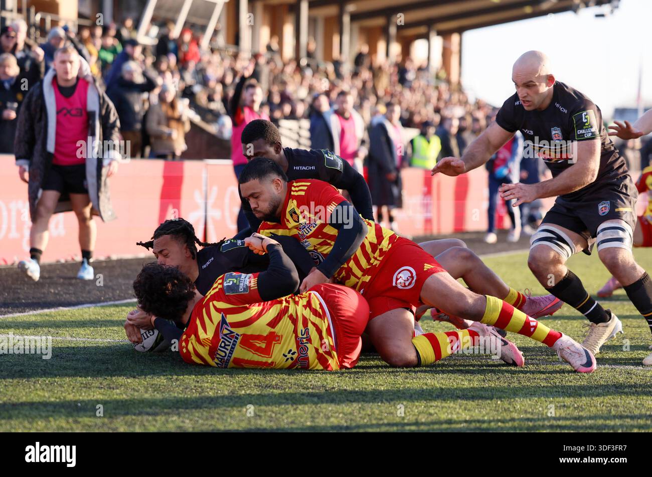 Newcastle Red Bulls' Elliott Obatoyinbo (2nd left) scores their side's ...