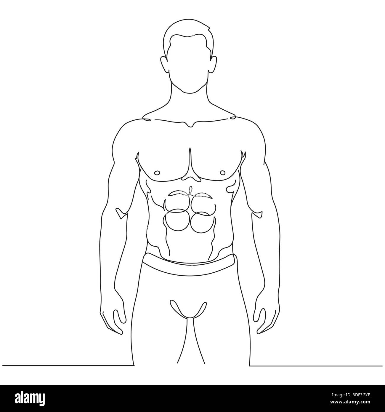 A single continuous line drawing depicts a young, strong male ...