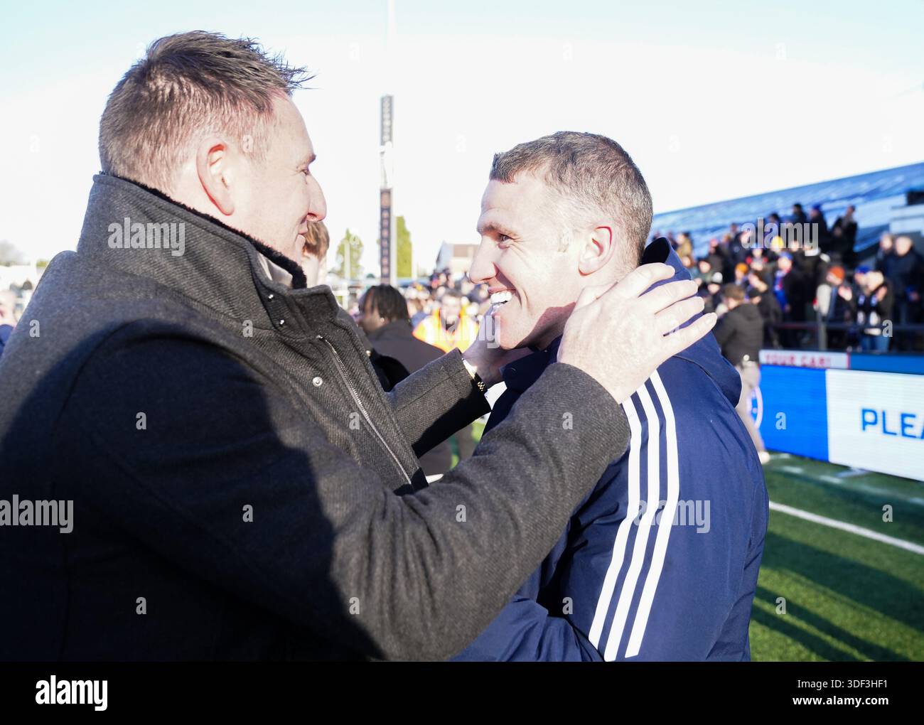 Macclesfield manager John Rooney celebrates with owner Robert Smethurst ...