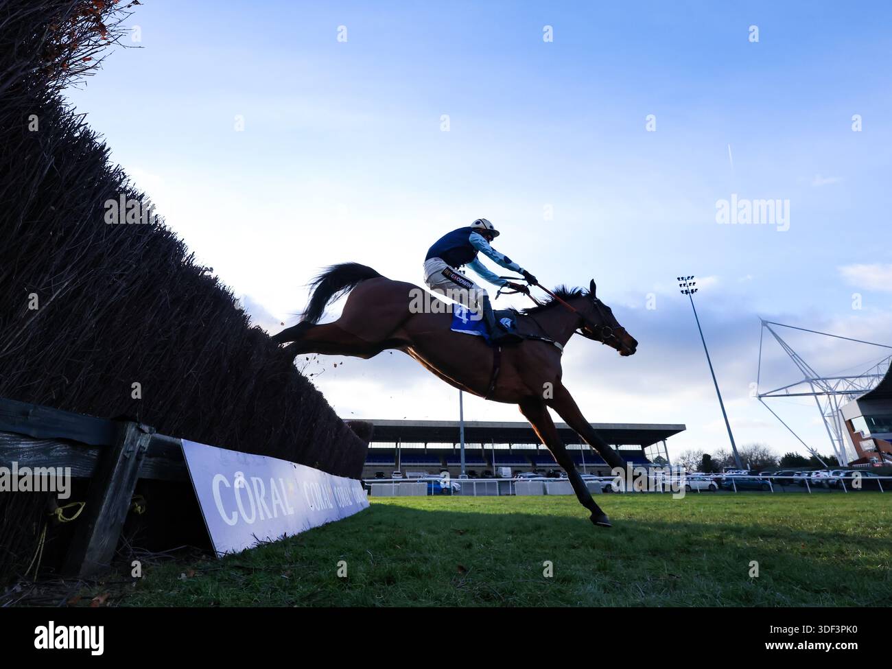 Edwardstone ridden by Tom Cannon clears a fence on their way to winning ...