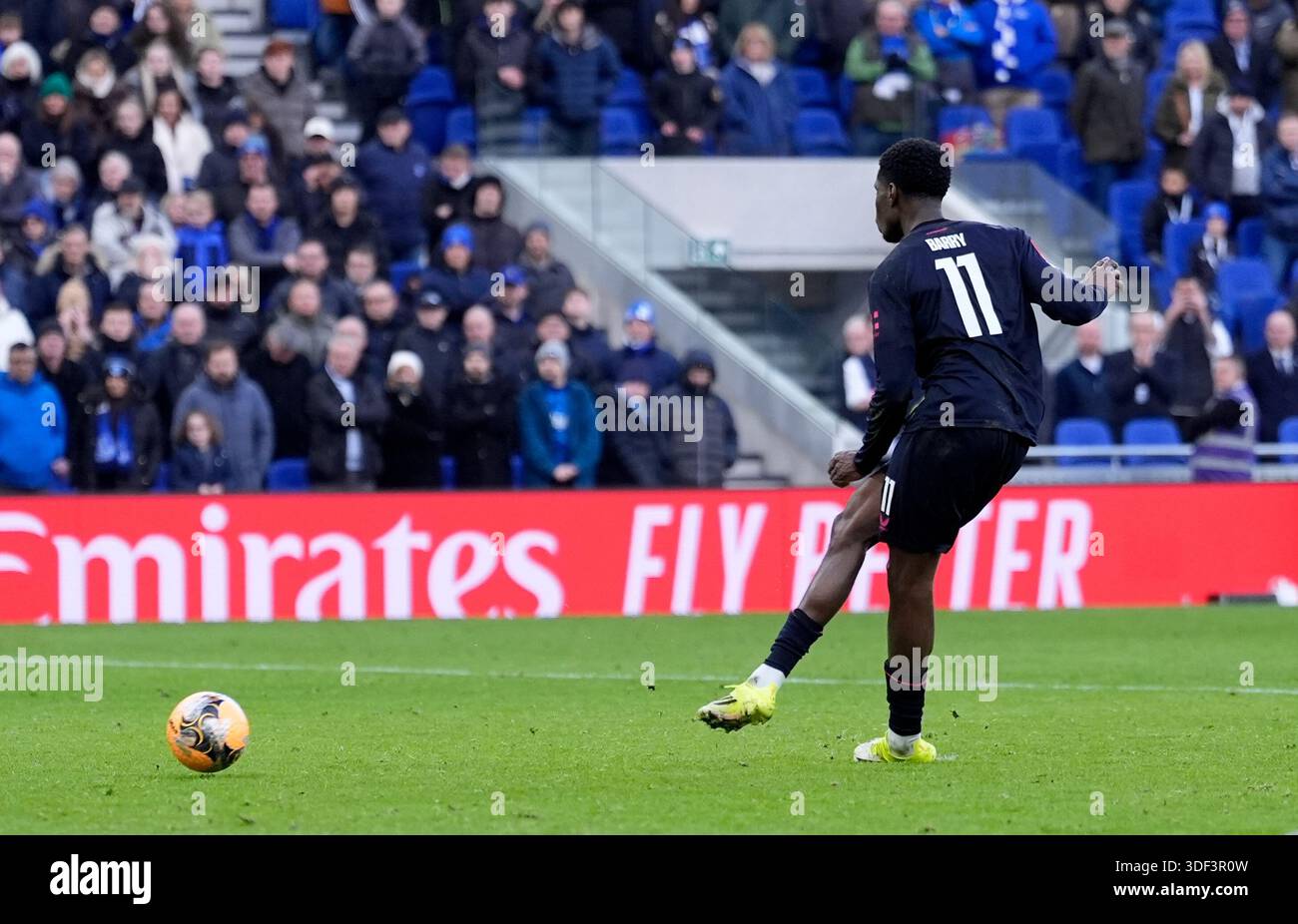 Everton's Thierno Barry sees his shot saved in the penalty shoot-out ...