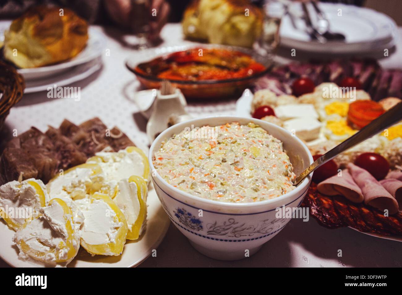 Traditional serving of food during Christmas in Serbia Stock Photo - Alamy