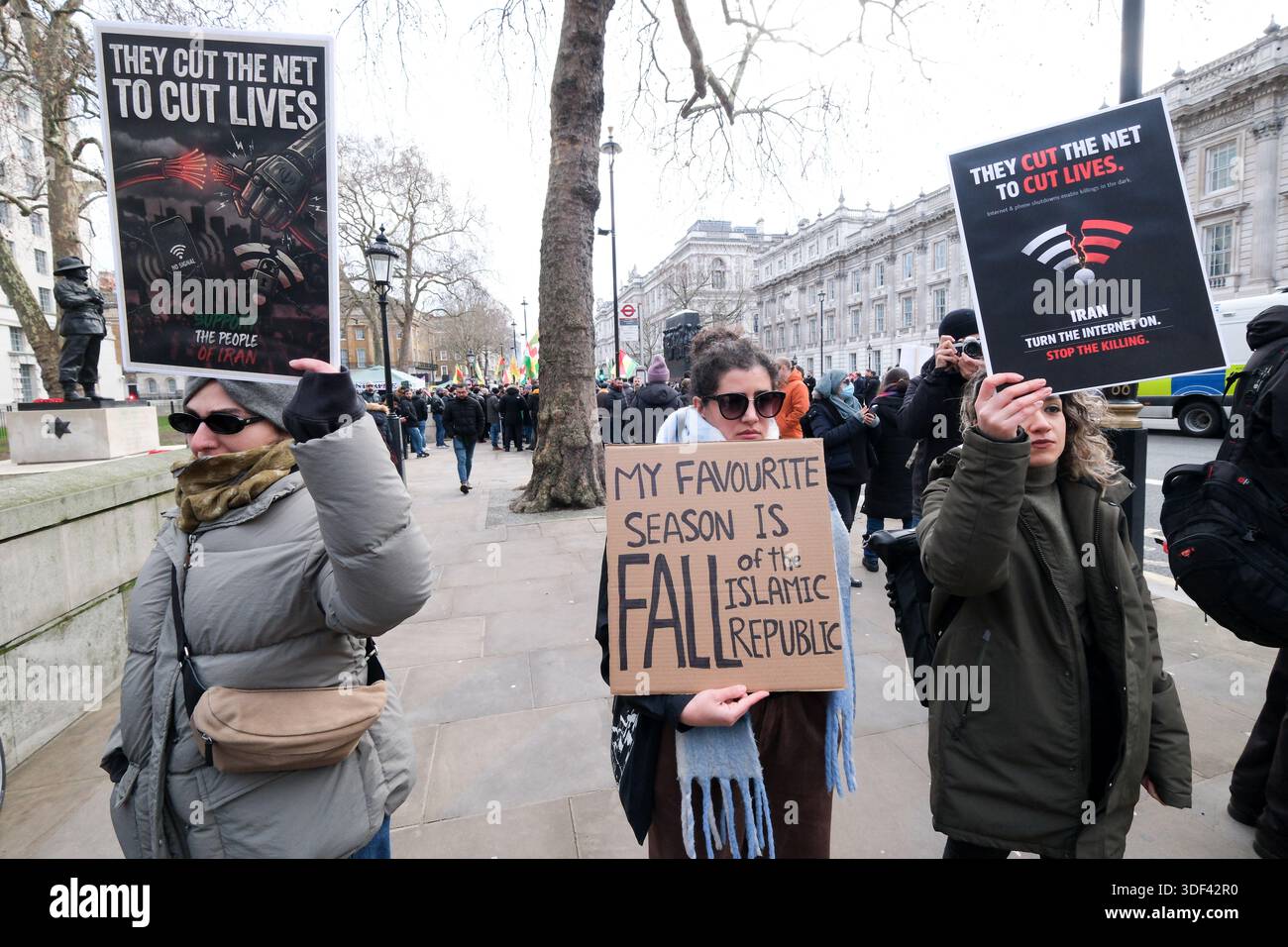 London, UK. 10th Jan 2026. Iranian protests: Iranians on Whitehall ...
