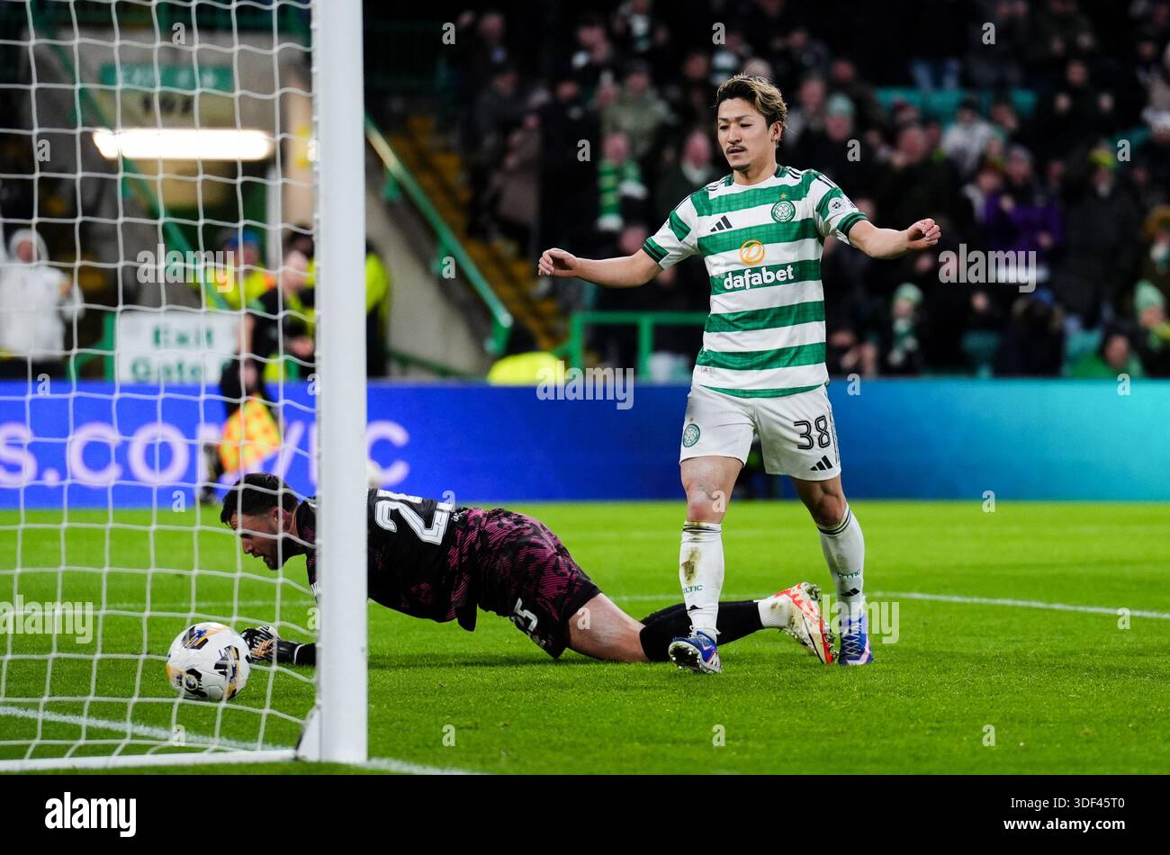 Celtic's Daizen Maeda scoring his sides fourth goal during the William ...