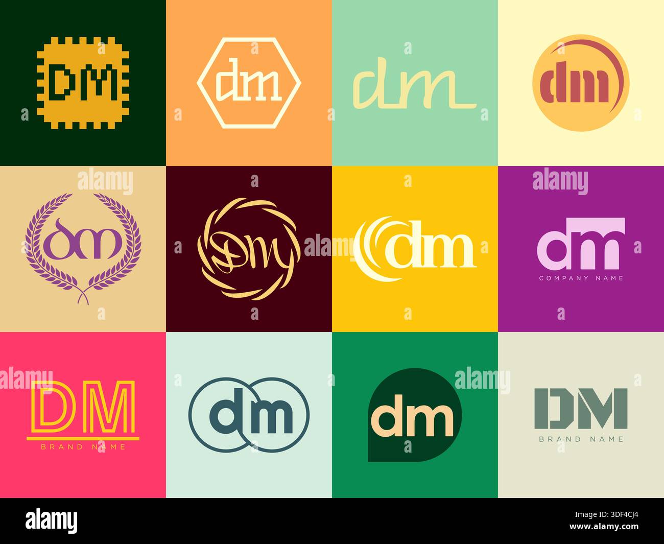 DM logo company template. Letter d and m logotype. Set different ...