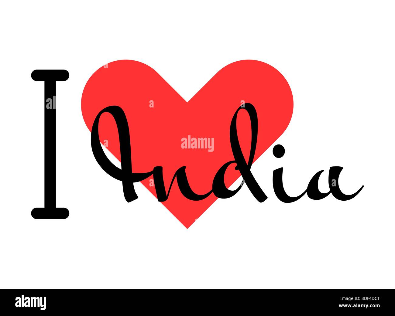I love India. Hand drawn letters with red heart. Vector illustration ...