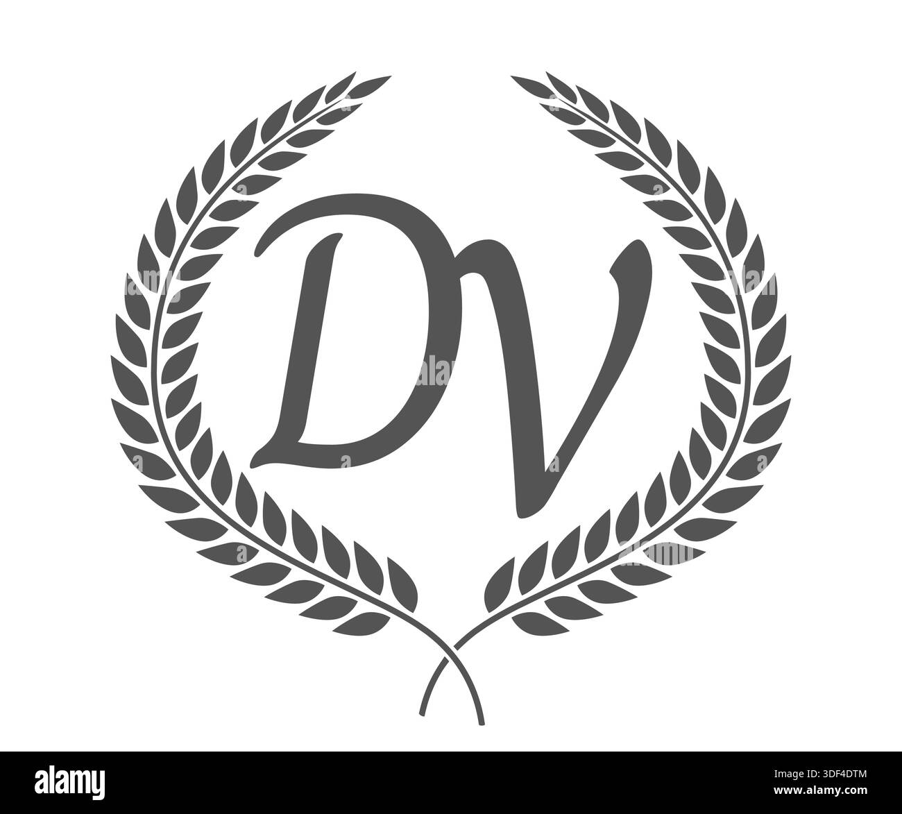 Initial letter D and V, DV monogram logo design with laurel wreath ...