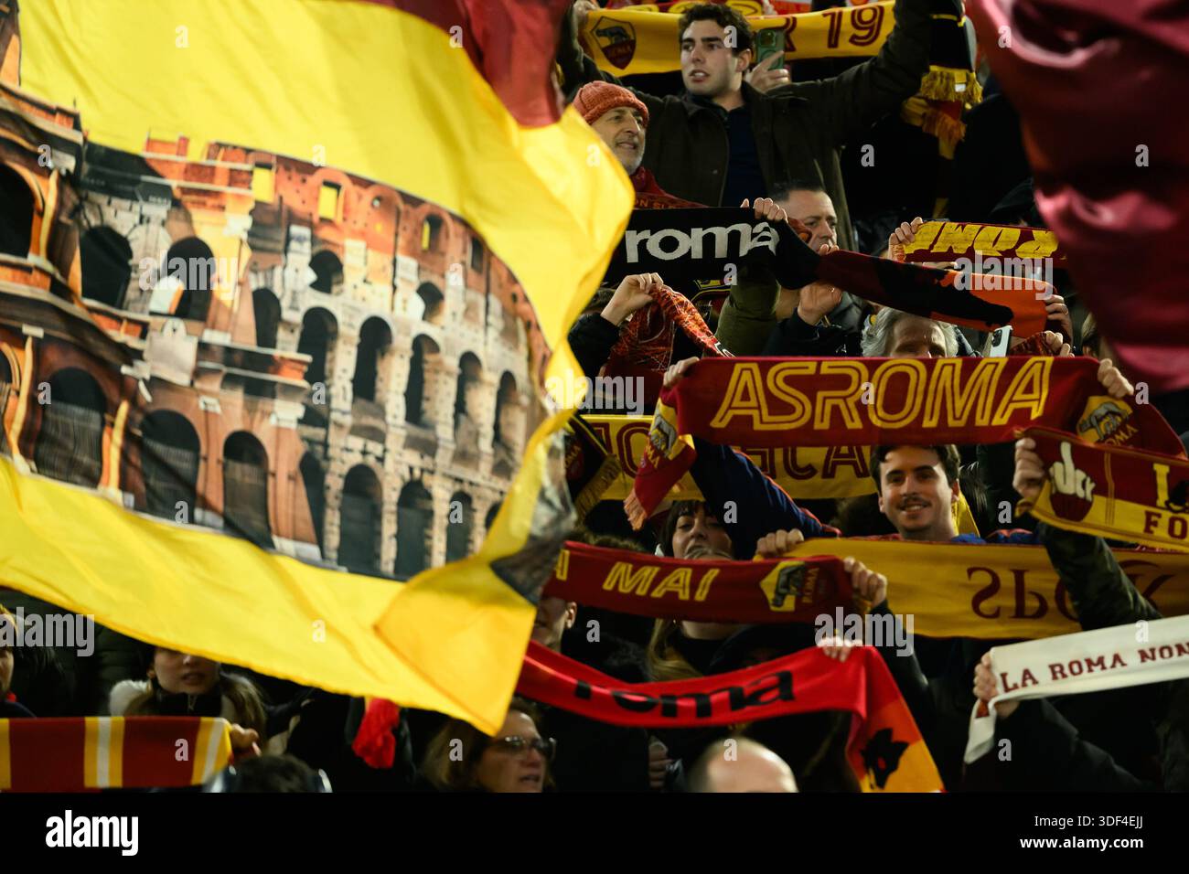 Rome, Italy. 10th Jan, 2026. Roma fans cheer on during the Serie A 2025 ...