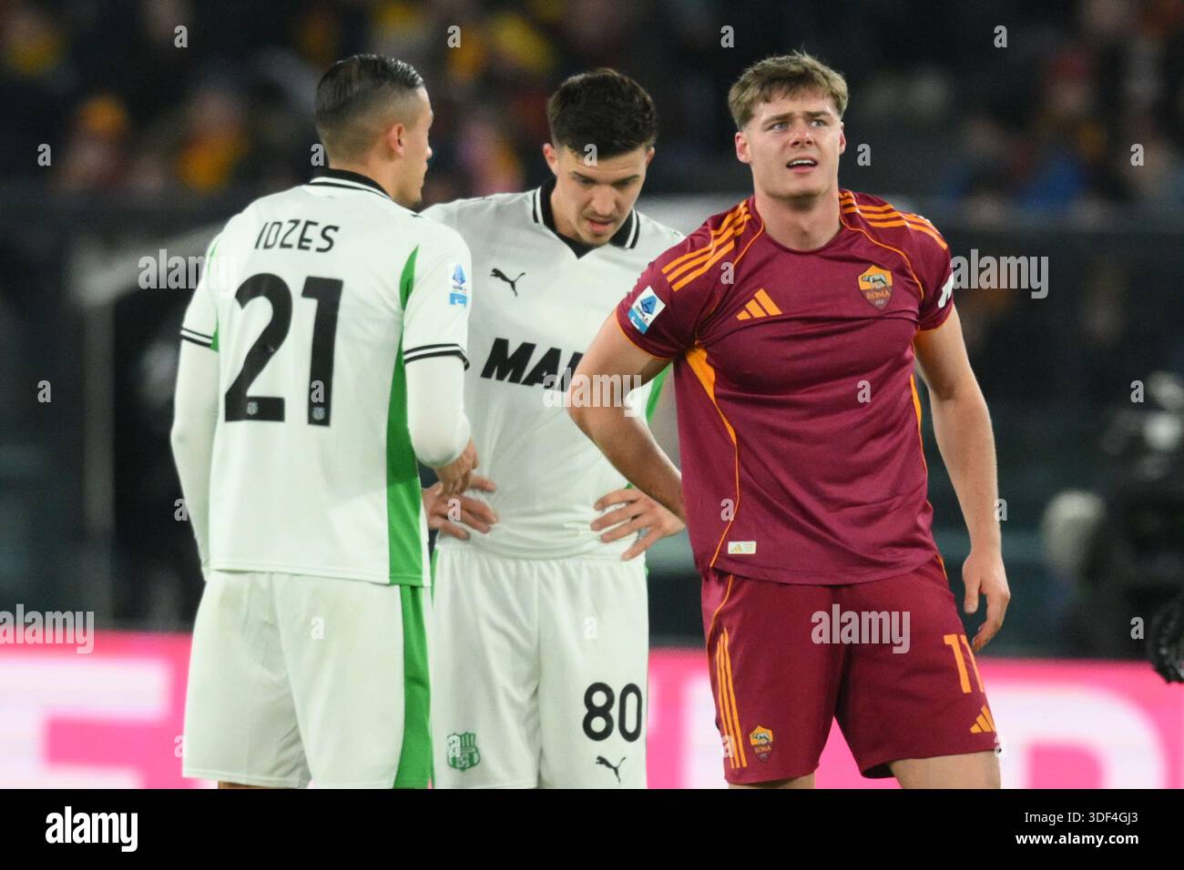 Olimpico Stadium, Rome, Italy - Evan Ferguson of AS Roma injured during ...