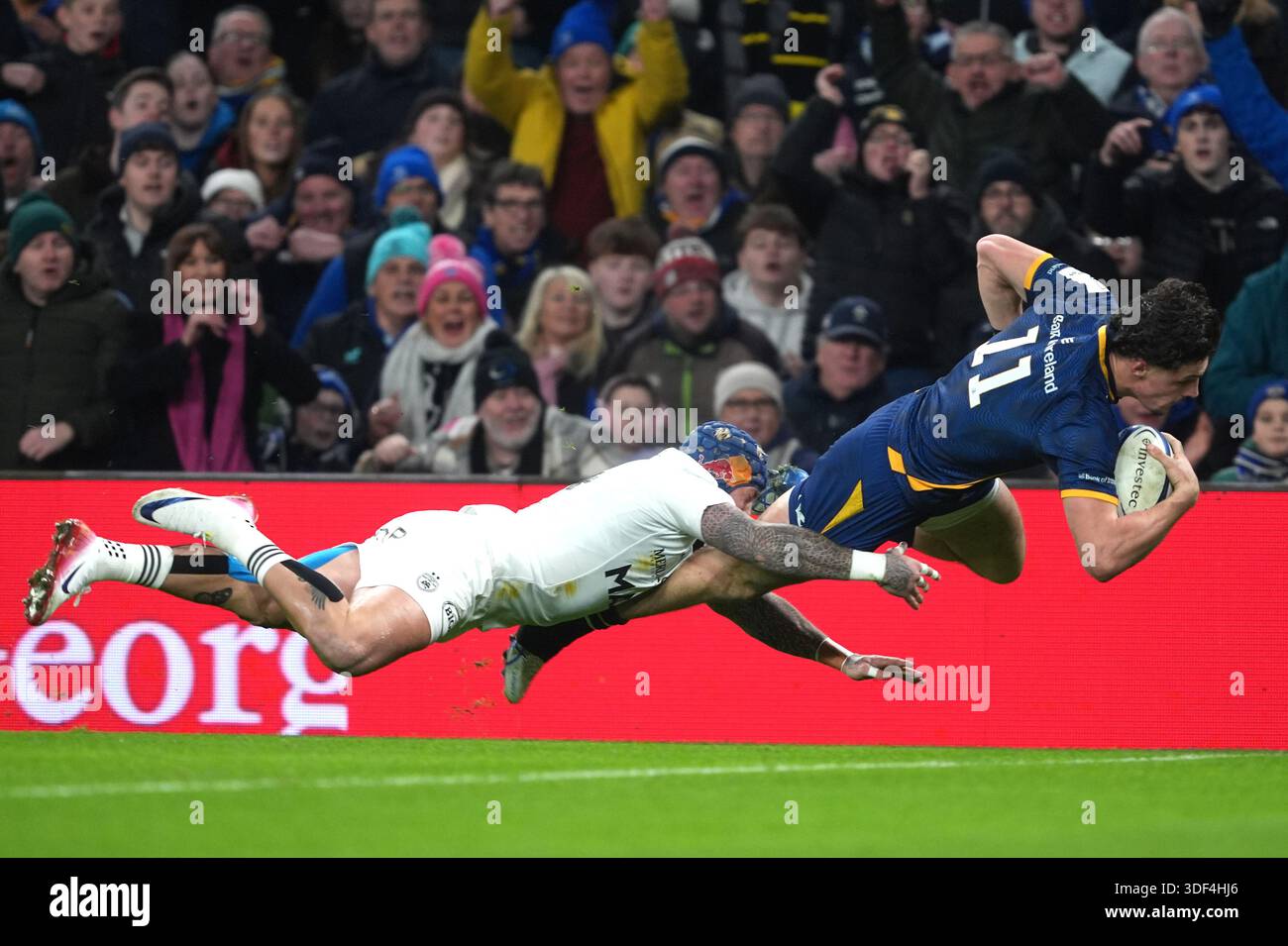 Leinster Rugby's Joshua Kenny (right) scores his side's second try of ...