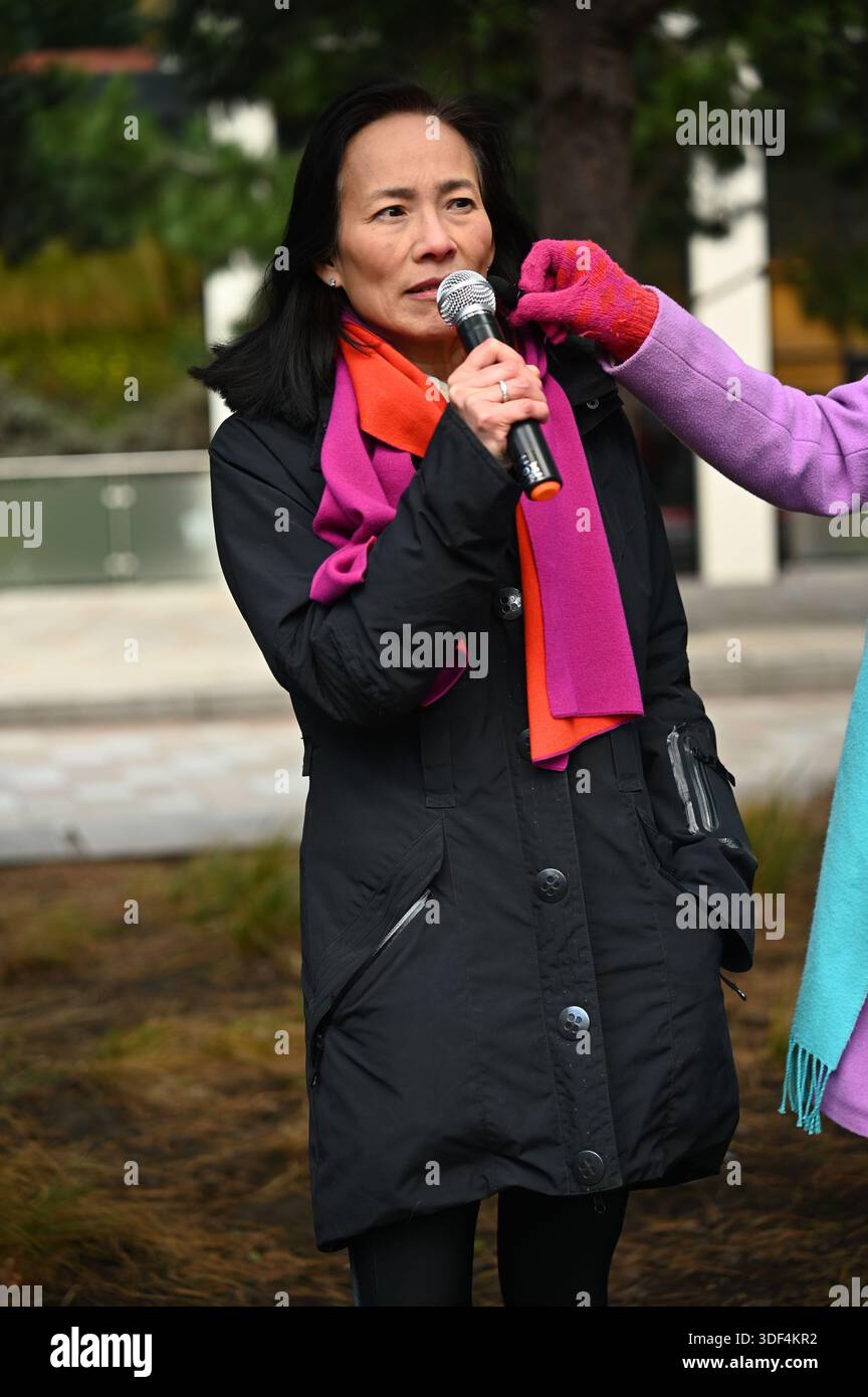 London, England, 10th January 2026: Speakers Su Wong protest calling ...