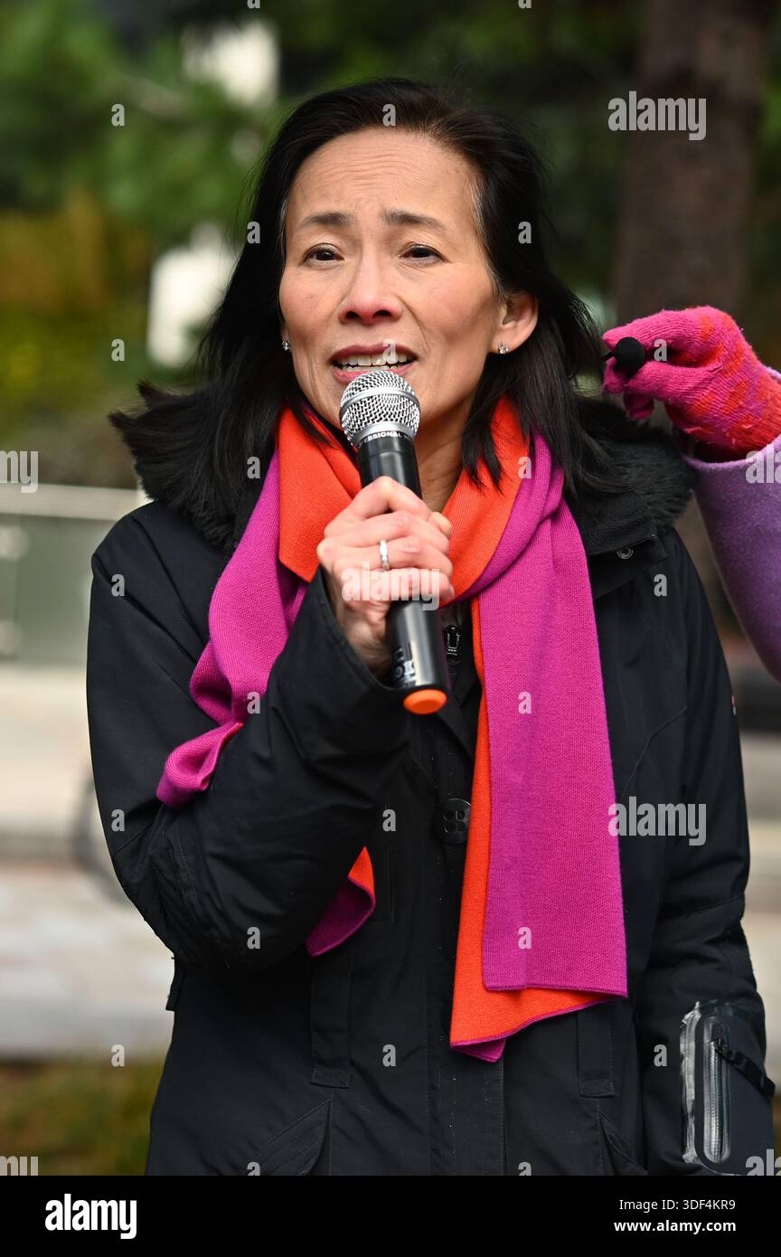 London, England, 10th January 2026: Speakers Su Wong protest calling ...