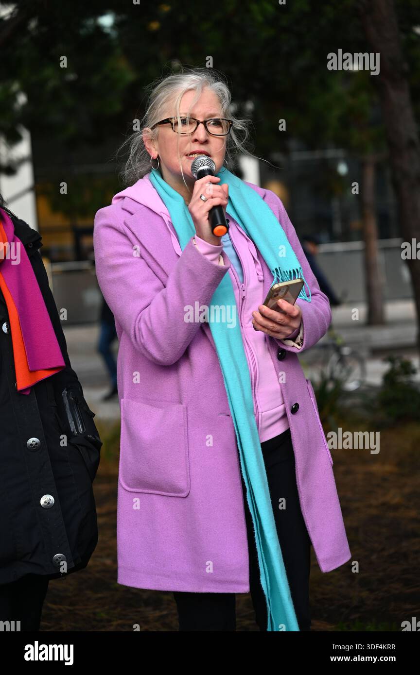 London, England, 10th January 2026: Speakers Miranda Newsom protest ...