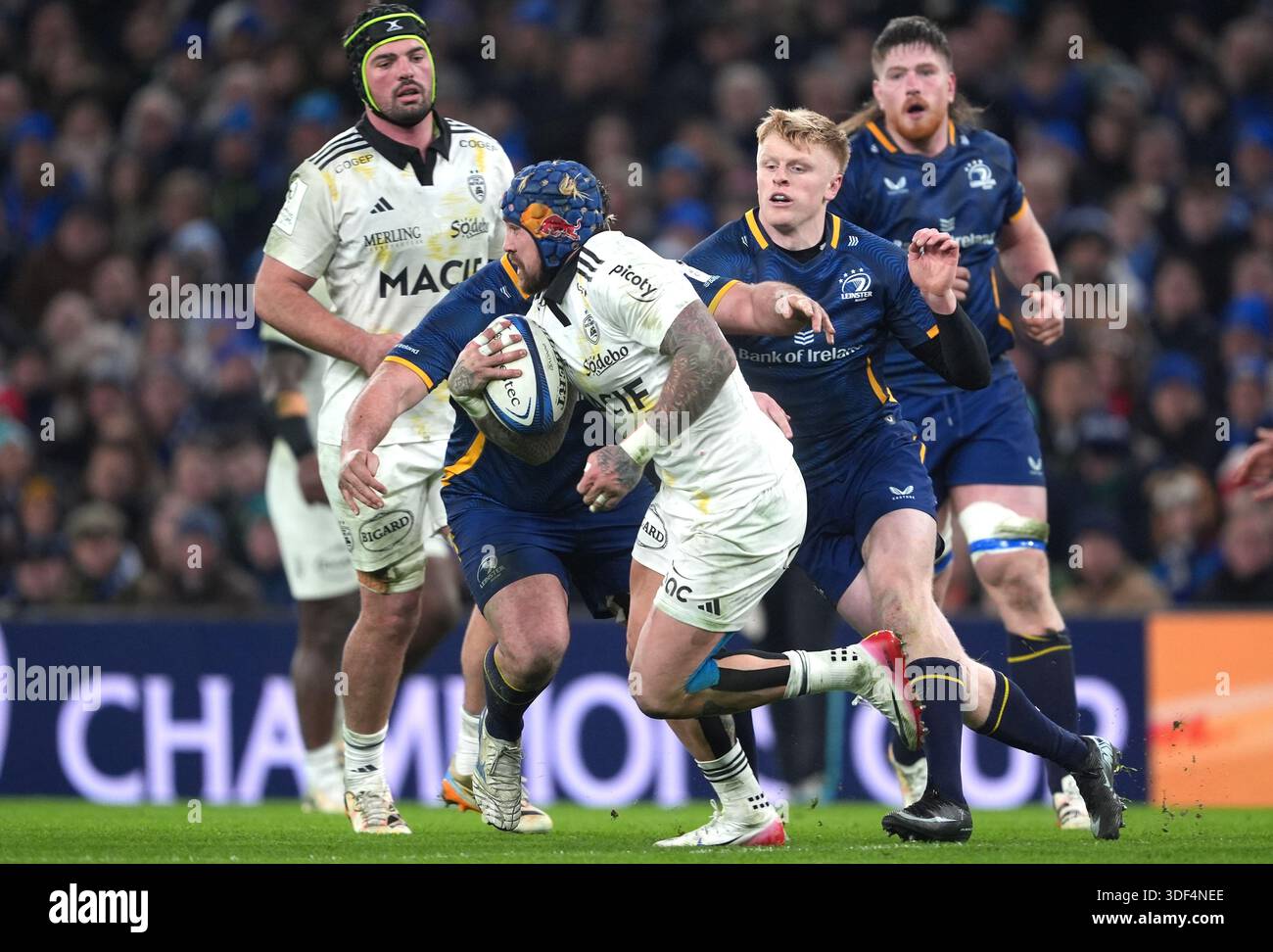 Stade Rochelais' Jack Nowell (centre) in action during the Investec ...