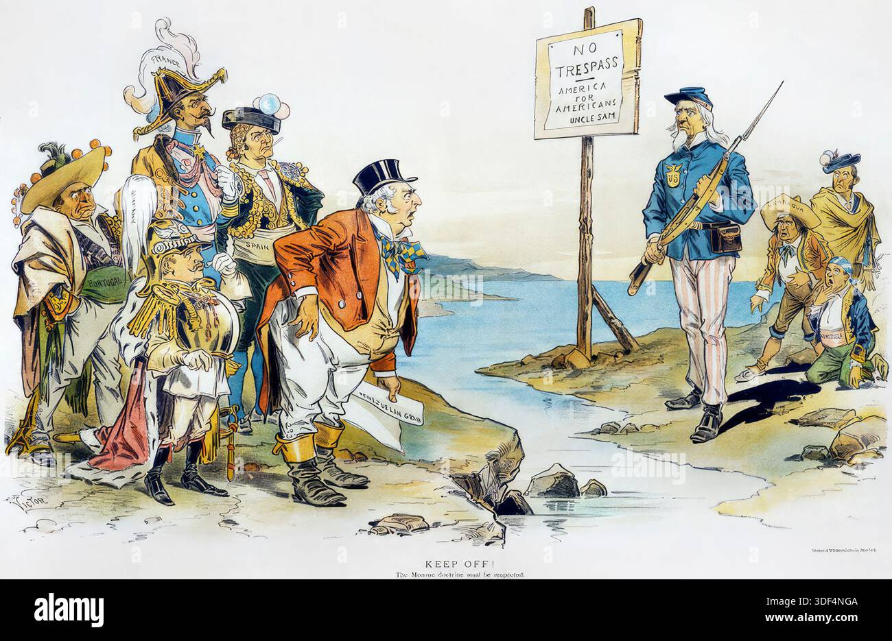 Keep Off! An American political cartoon by Victor Gillam shows Uncle ...