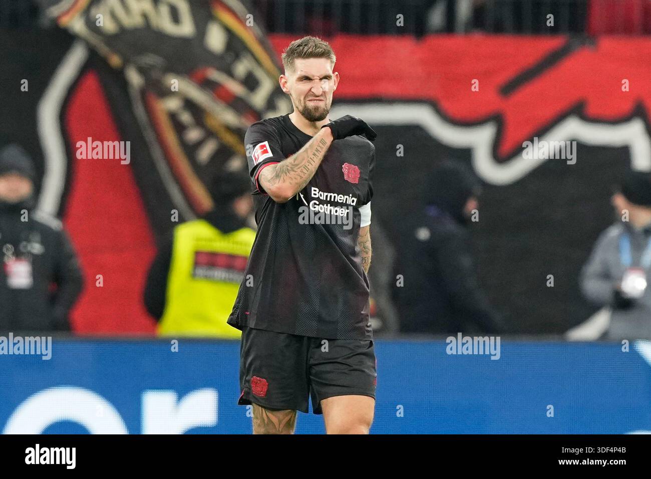 Leverkusen's Robert Andrich reacts during the German Bundesliga soccer ...