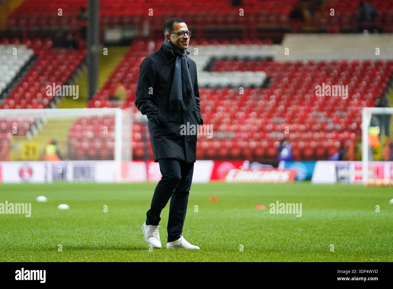 Liam Rosenior, Manager of Chelsea inspecting the pitch prior to the ...
