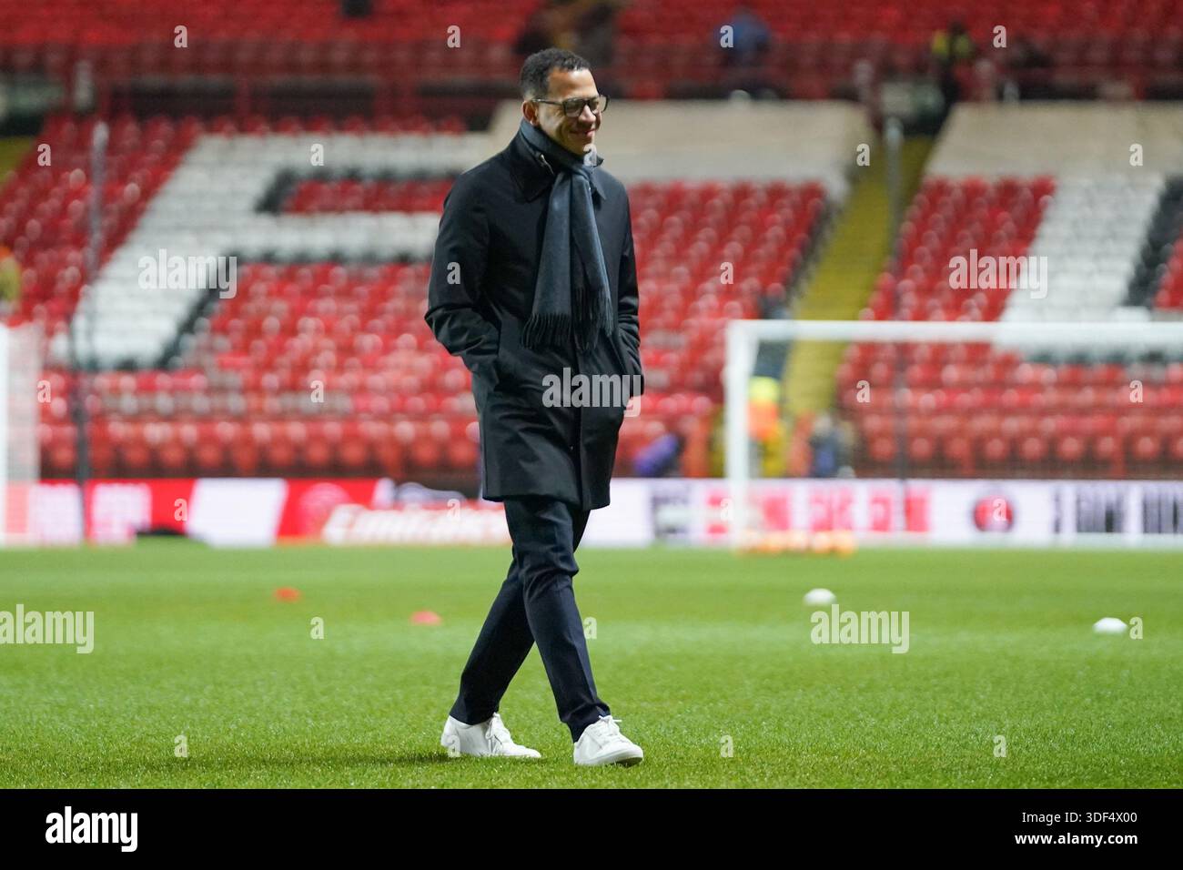 Liam Rosenior, Manager of Chelsea inspecting the pitch prior to the ...