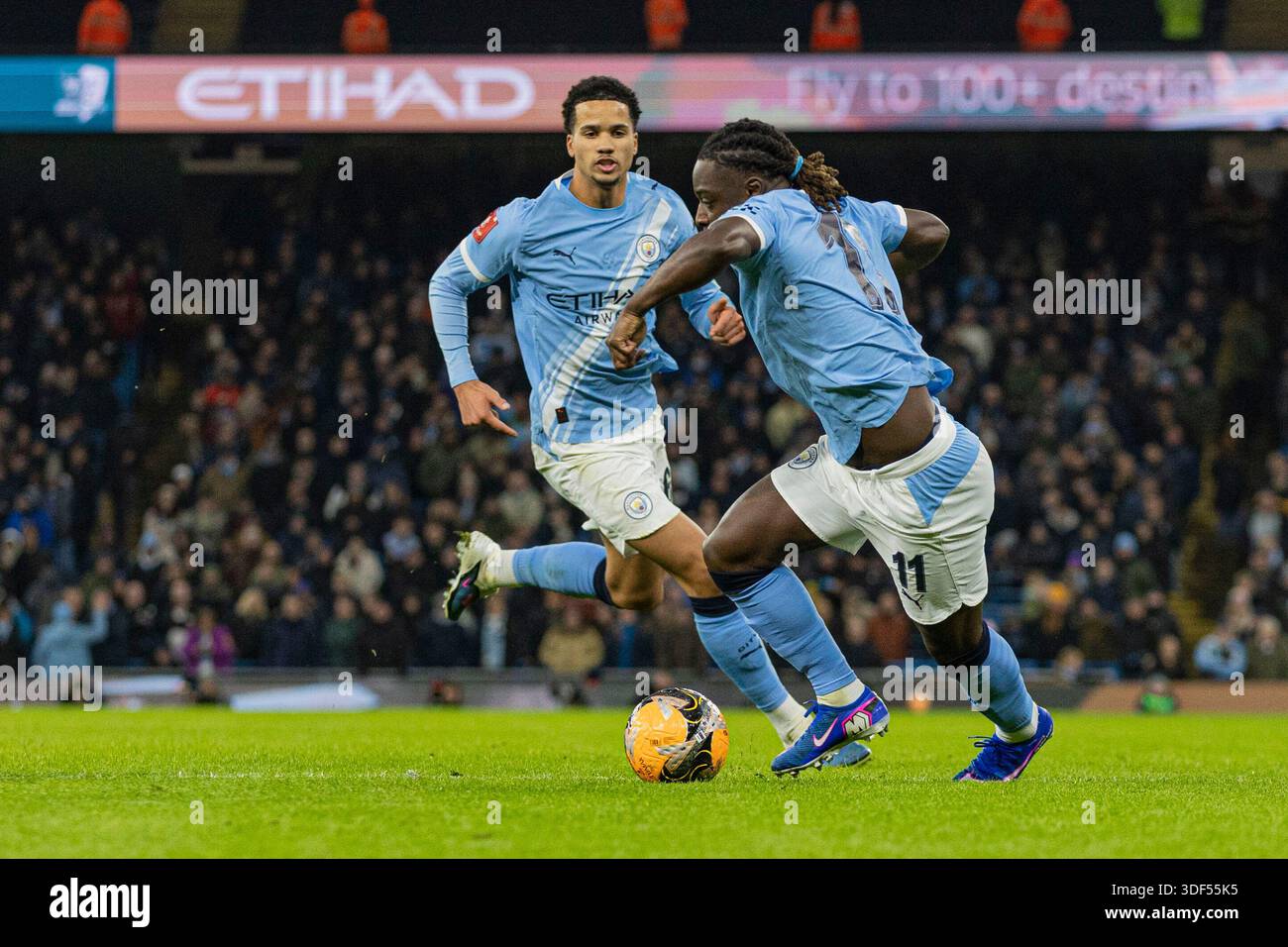 Jeremy Doku #11 of Manchester City F.C. in action during the Emirates ...