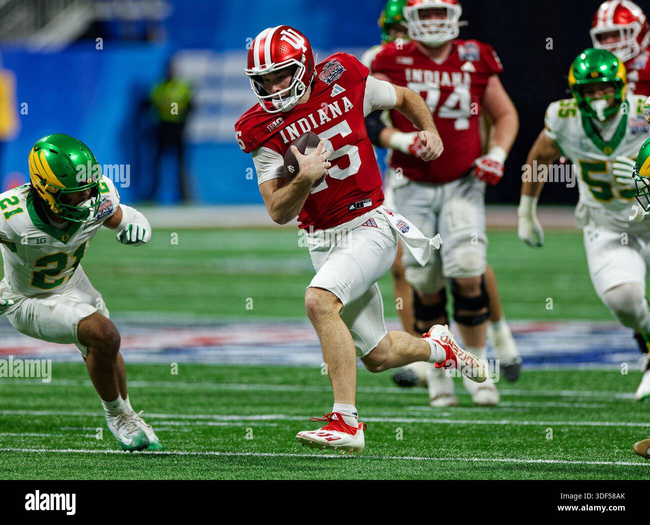 January 9, 2026: Indiana's Fernando Mendoza gets loose for a good gain ...