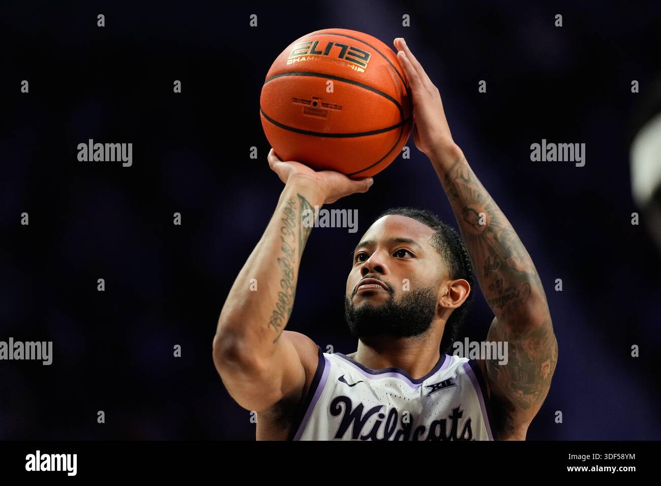 Kansas State guard David Castillo shoots during the second half of an ...
