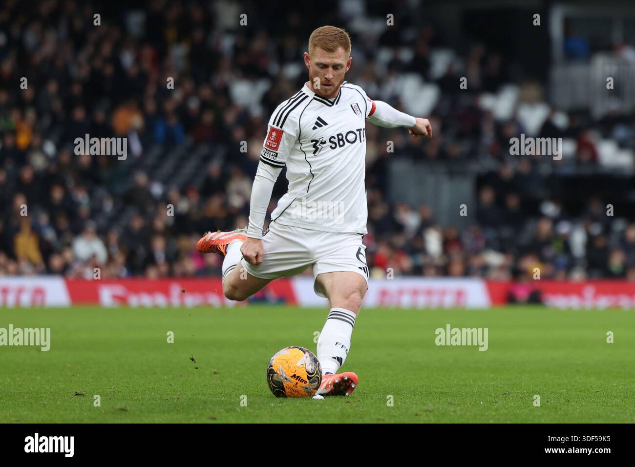 Harrison Reed of Fulham crosses the ball during the Emirates FA Cup ...