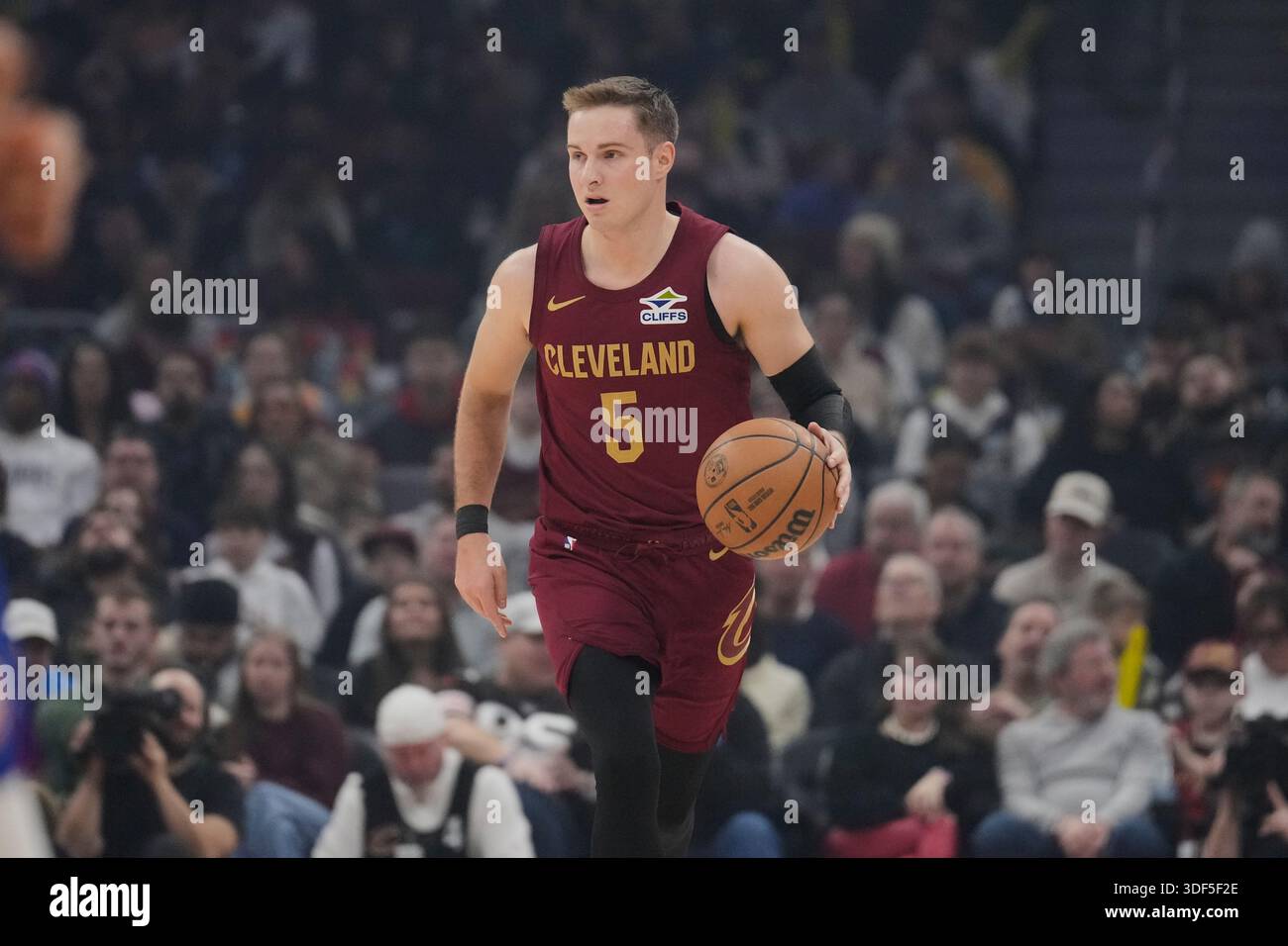 Cleveland Cavaliers guard Sam Merrill (5) during an NBA basketball game ...