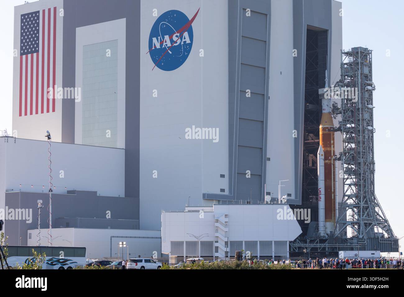 Stock photo is of NASA behemoth uncrewed Artemis 1 rocket & MLP from ...