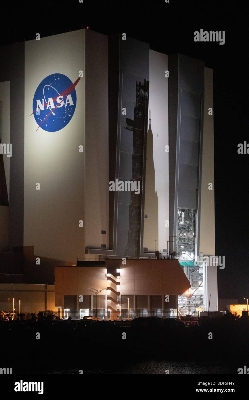 Stock photo is of NASA behemoth uncrewed Artemis 1 rocket & MLP on ...